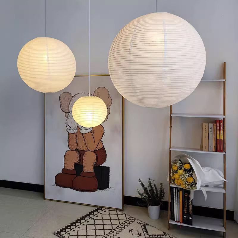 Round Rice Paper Lampshade White Paper Lantern Hanging Noguchi Lamp ...