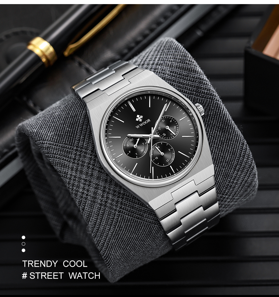 WWOOR Top Brand New Men's Business Watch Luxury Sumptuous Quartz Watch ...