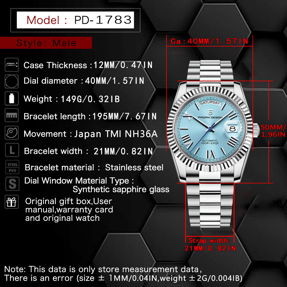 PAGANI DESIGN DD40 Japan TMI NH36A Mechanical Men Watches Classic ...