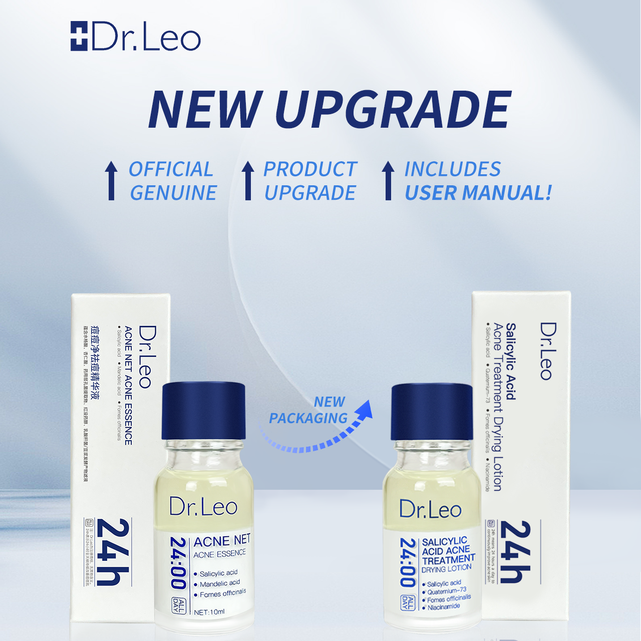 Dr.Leo Acne Essence+Facial Cleanser+Hydrating Mask Anti-Acne Cleansing ...