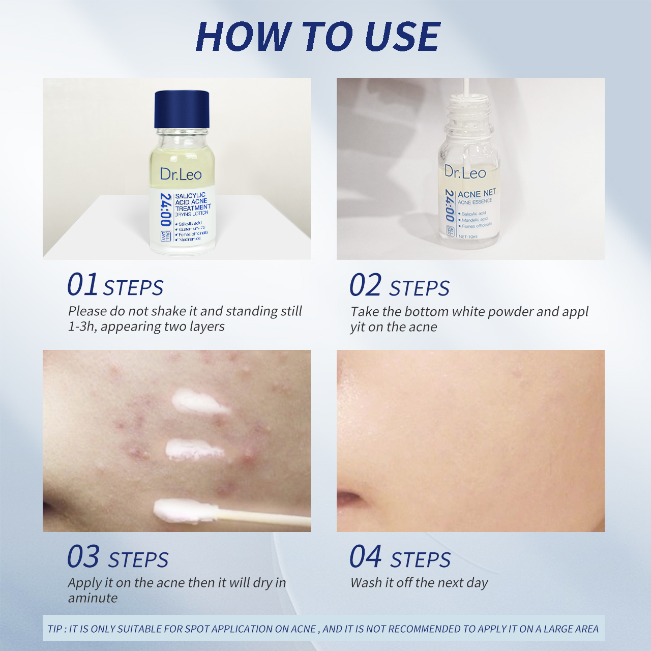 Dr.Leo Acne Essence+Facial Cleanser+Hydrating Mask Anti-Acne Cleansing ...