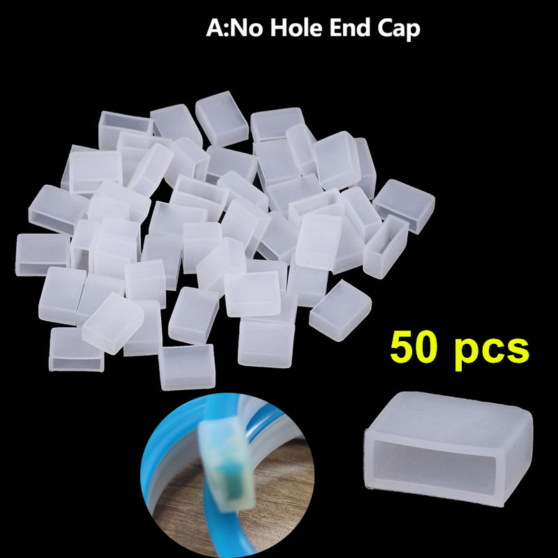 50PCS End Cap for Led strip Light or Neon Light 6mmx12mm LED Silicone ...