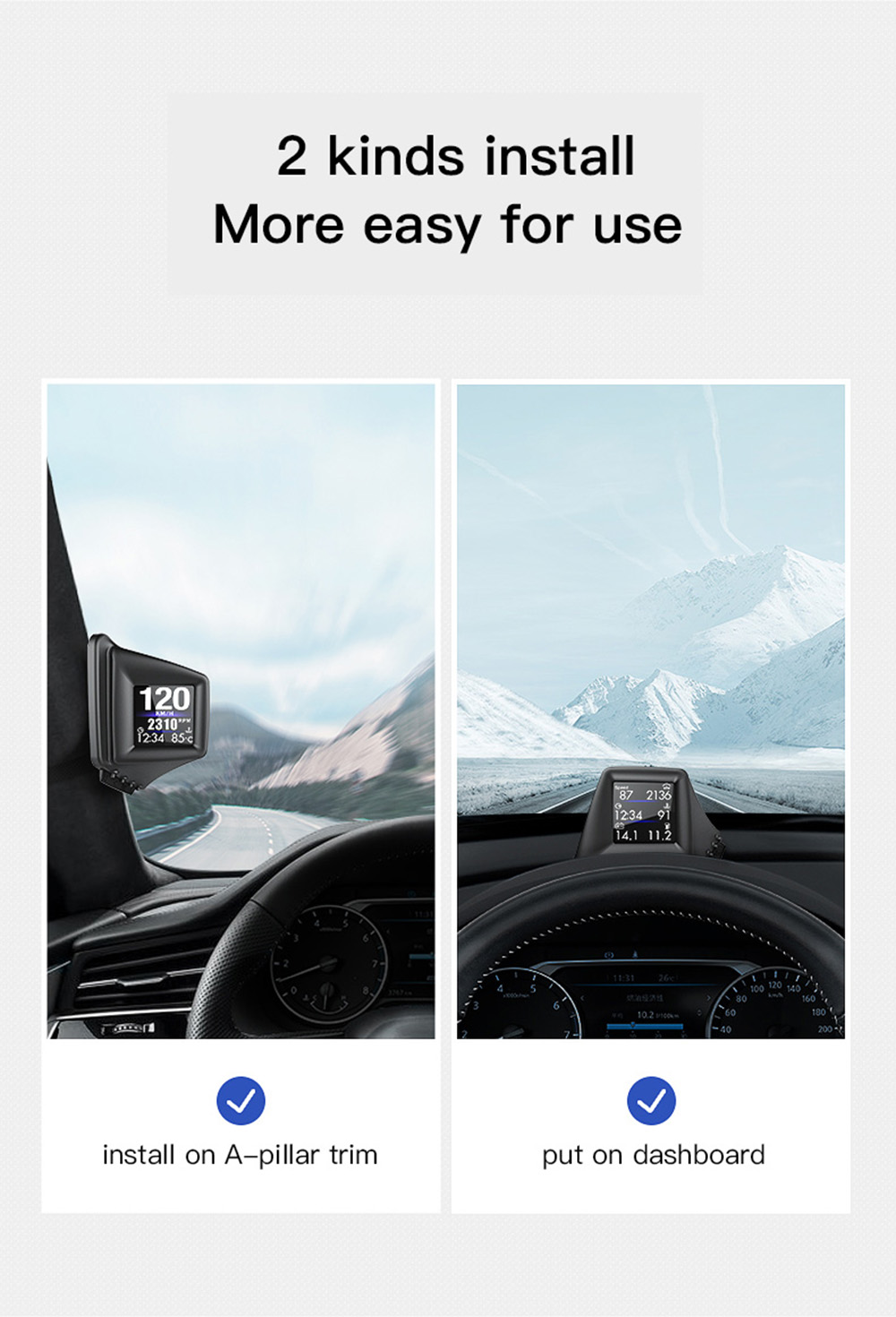 OBD METER OBD2+GPS Car Vehicle HUD Car Head Up Display Digital ...