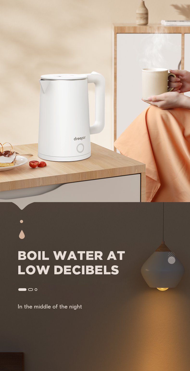 Dreepor 2-2.3L Electric Kettle Stainless Kettle Double Layer anti ...