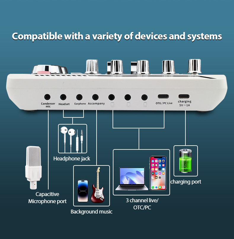 Koorfly White F998 Pro Sound Card Live Sound Card Special Equipment Set ...