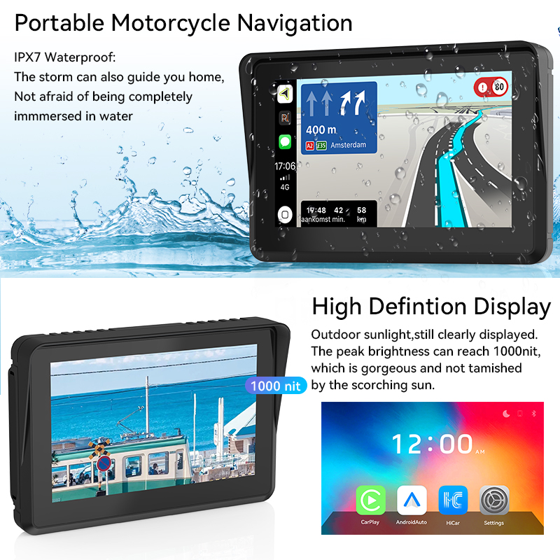 PND-Q5S motorcycle navigator 5 inches IPX7 waterproof play portable car ...