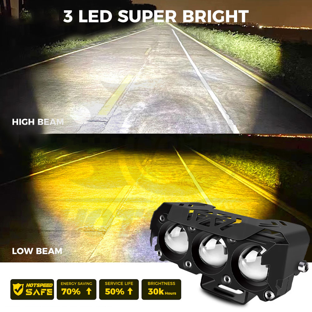 Hotspeed Tri Star Led Mini Driving Light For Motorcycle Super Bright