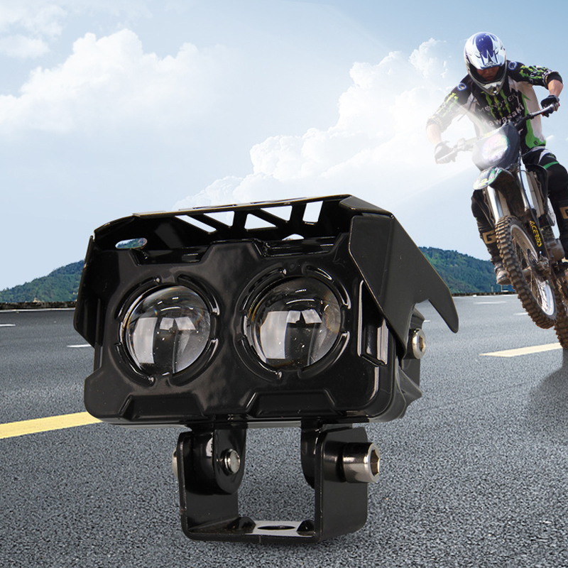 Motorcycle LED Spotlight Dual Lens Scooter Light Super Bright Spotlight ...