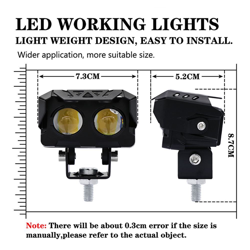 Motorcycle LED Spotlight Dual Lens Scooter Light Super Bright Spotlight ...