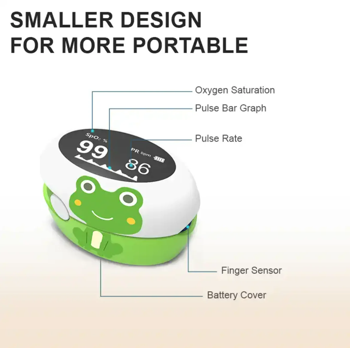 Cute little frog style blood oxygen concentration detector for babies ...