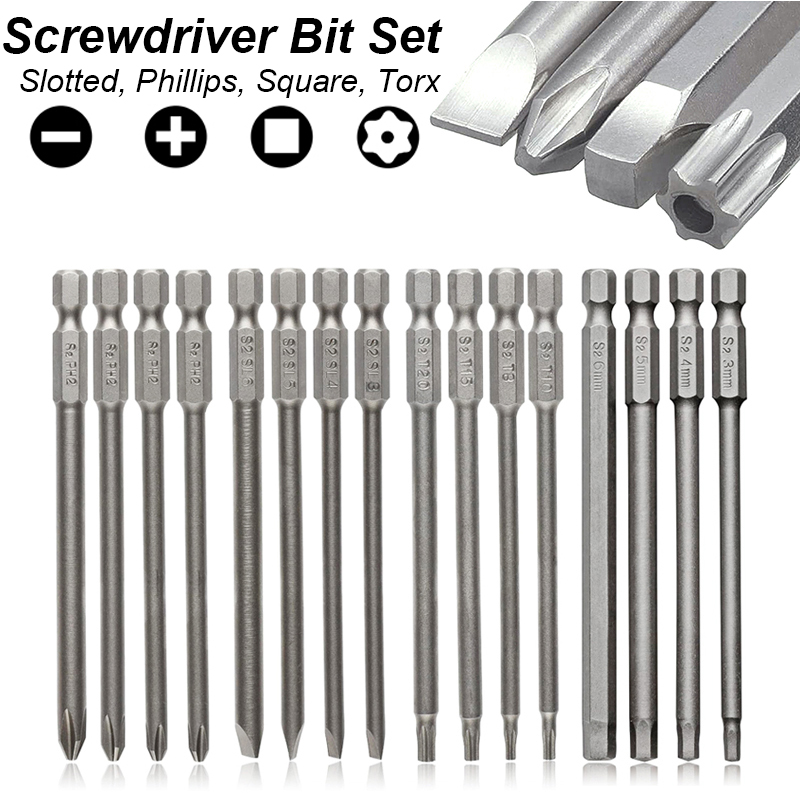 Magnetic Screwdriver Bit Set Slotted Phillips Square Torx Screw Drill ...