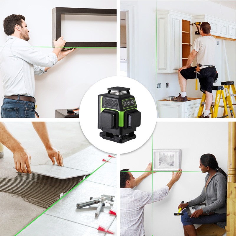 Workpro 16/12 Lines Laser Level Horizontal and Vertical 4x360 Self Leveling Green Beam ...