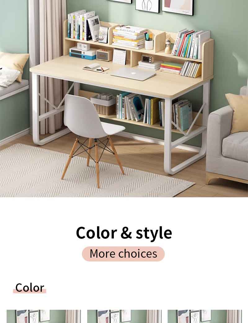 Study Table Wood Computer Table Office Desk with Shelves Study Desk ...