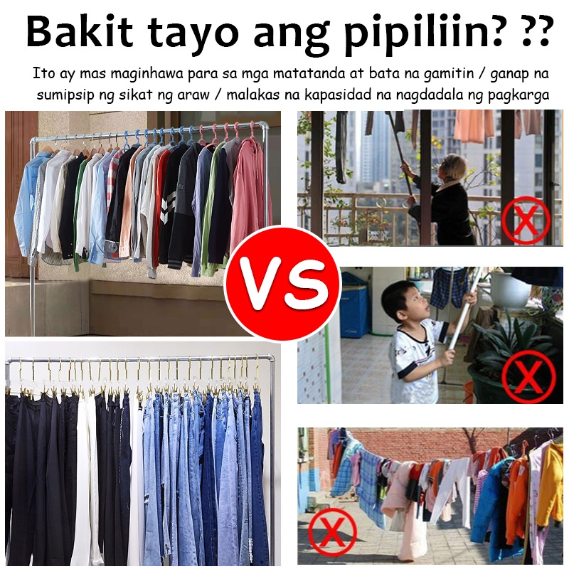 200CM Clothes Rack Stainless Sampayan Heavy Duty Windproof Adjustable ...