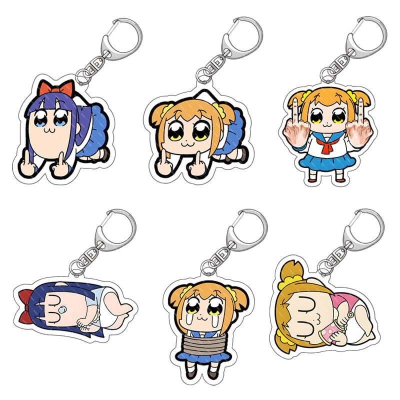 Pop Team Epic Keychian 9 Styles Anime Collections Acrylic Key Chains ...