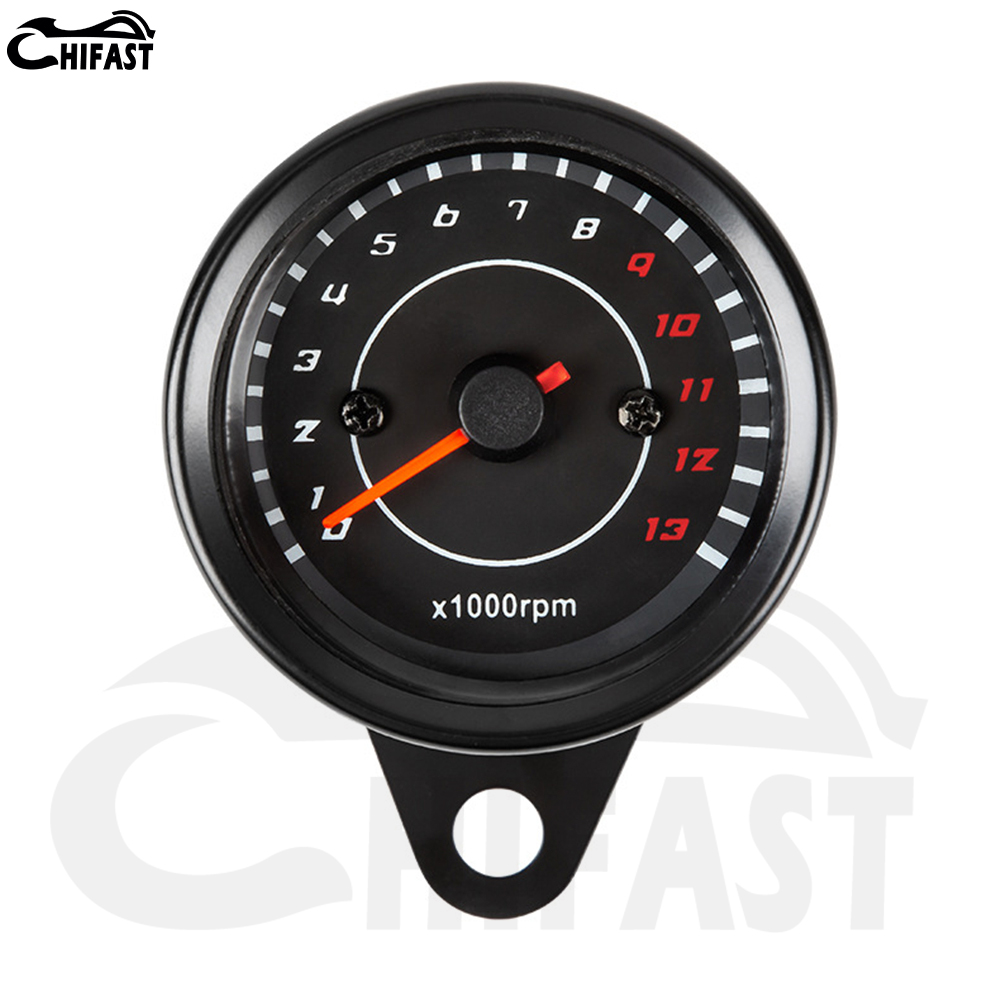 HIFAST 12V Universal Motorcycle RPM Gauge LED Tachometer Tacho Gauge ...