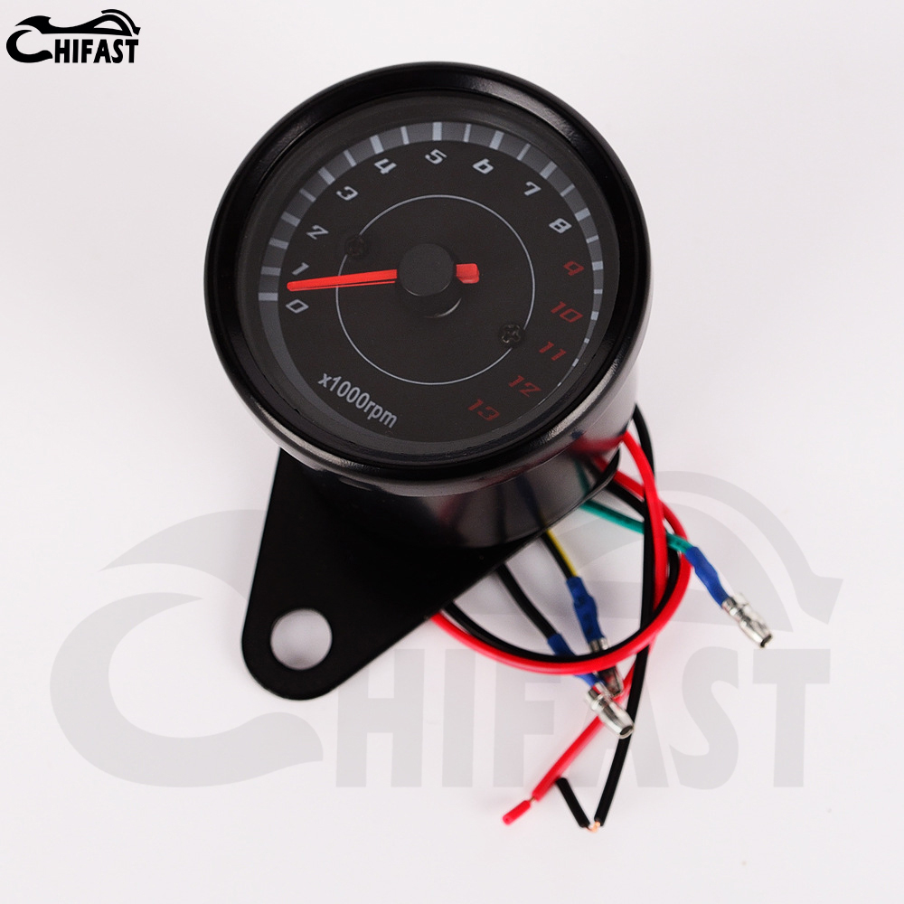 HIFAST 12V Universal Motorcycle RPM Gauge LED Tachometer Tacho Gauge ...