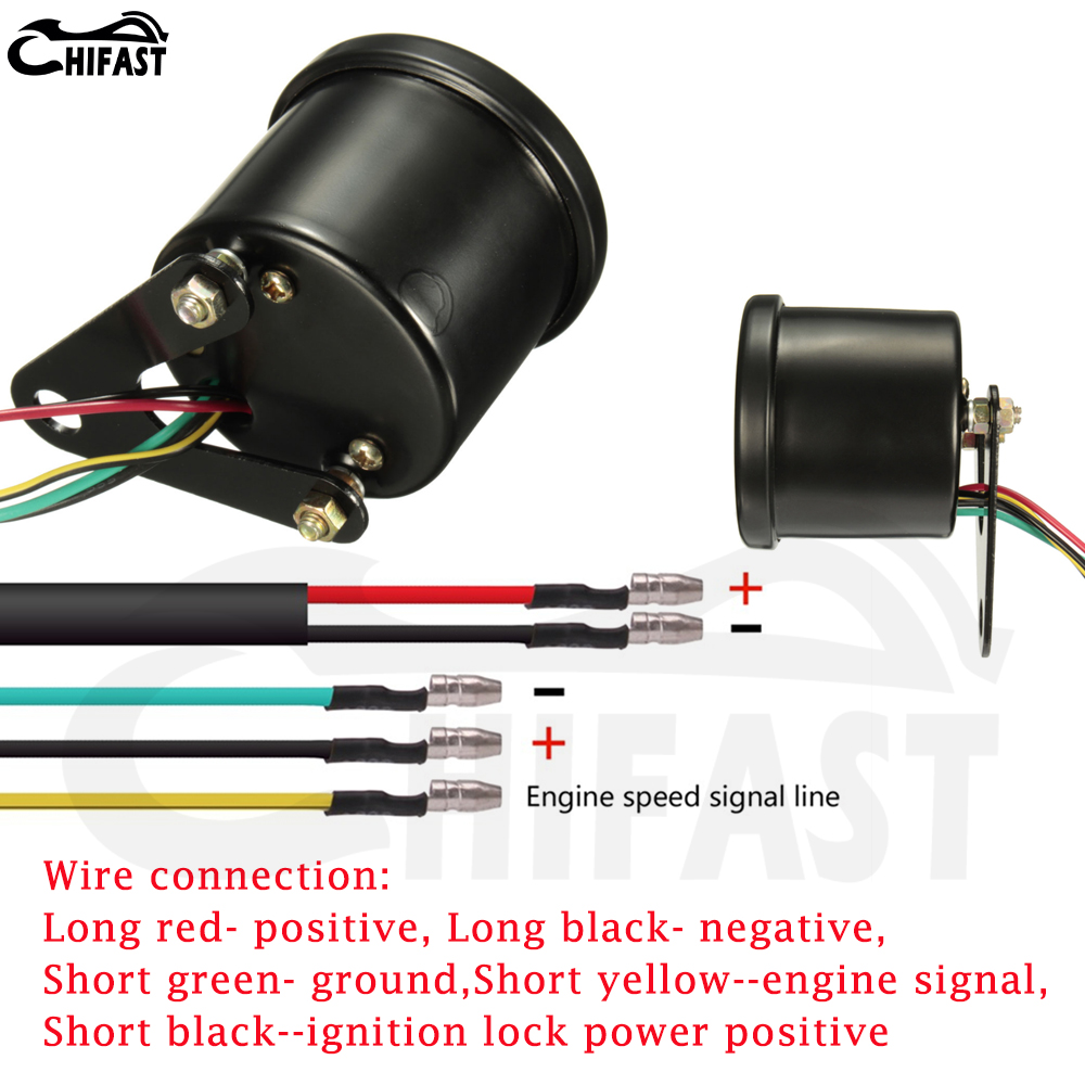HIFAST 12V Universal Motorcycle RPM Gauge LED Tachometer Tacho Gauge ...