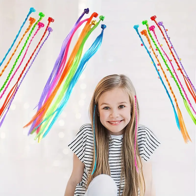 6/12/18 Pieces Random Style Children Colorful Hair Extension and Hair ...
