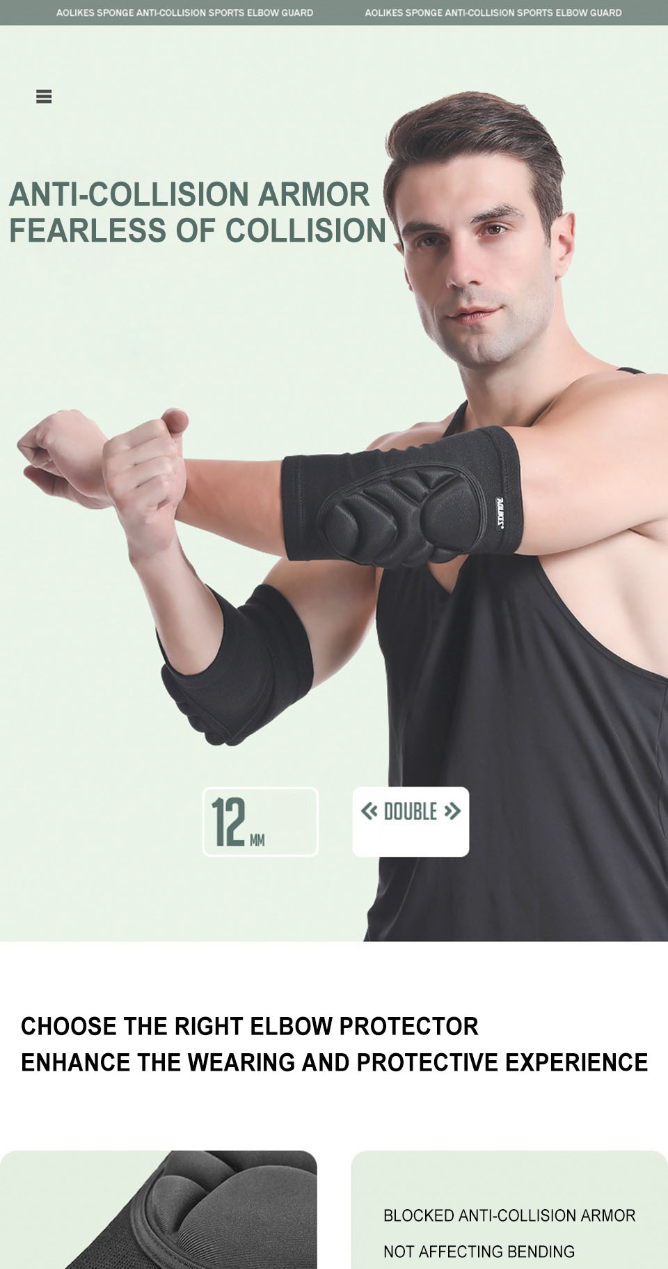 AOLIKES 1Pair Elbow Pads Elbow Protector Volleyball Sponge Support ...