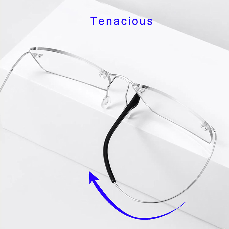Trendy Frame-less Reading Glasses Block Blue Light Stylish Rectangle ...