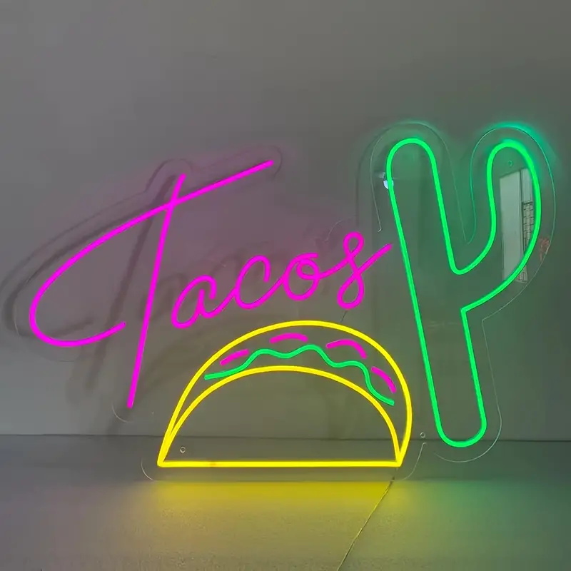 Tacos Burritos Shaped Neon Sign, Fast Food Neon Lights, For Wall Decor ...