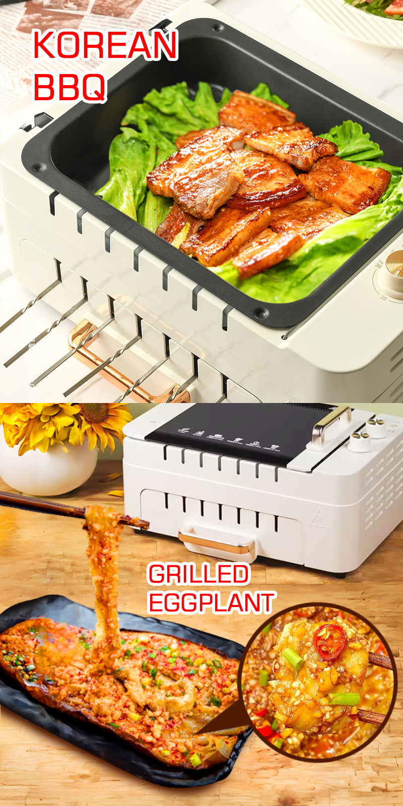 LaHome Electric BBQ Barbecue Griller Grill Smokeless Nonstick Griddle ...