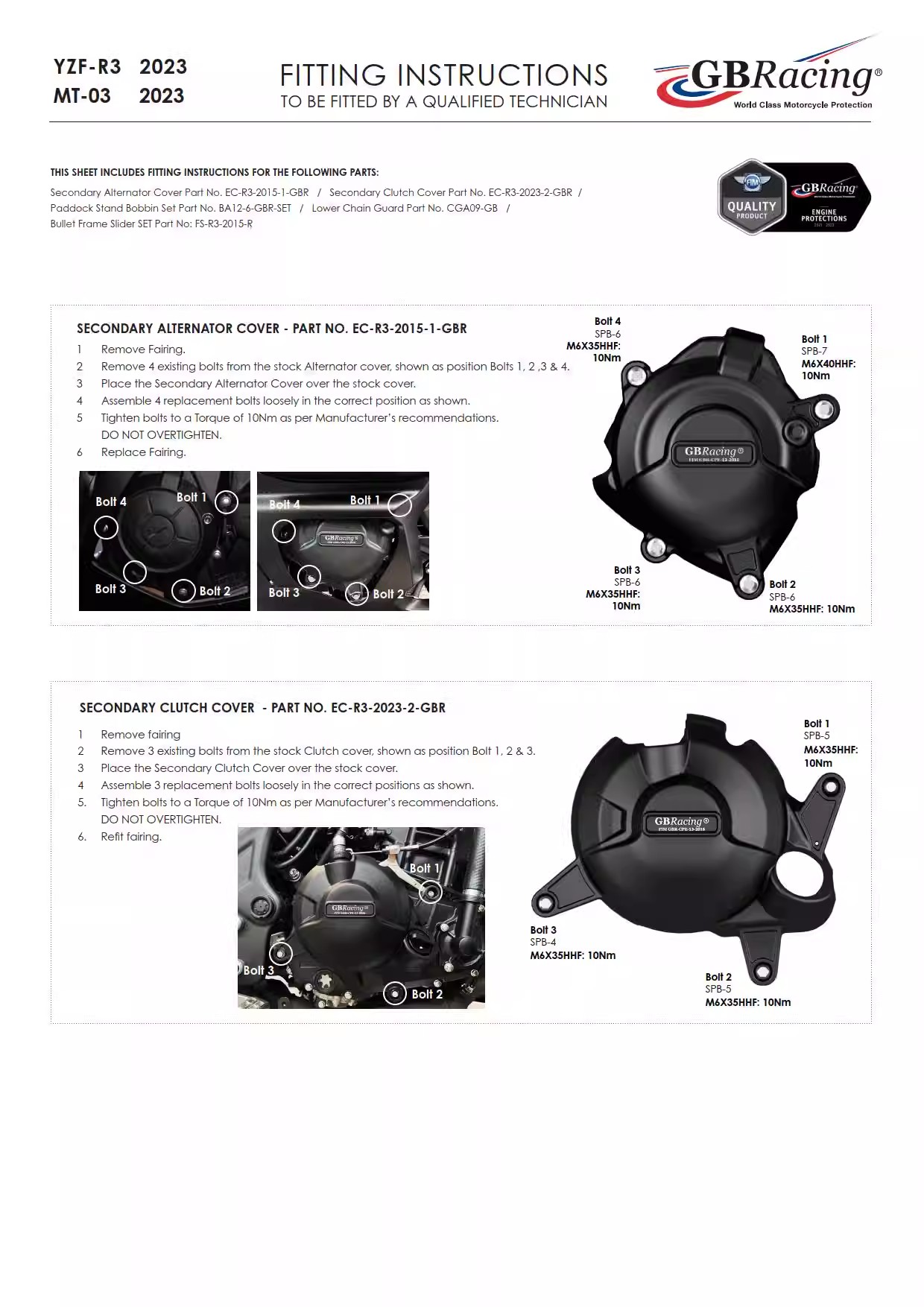 YAMAHA R3 MT-03 Motorcycle Accessories Engine Cover Set Case For ...