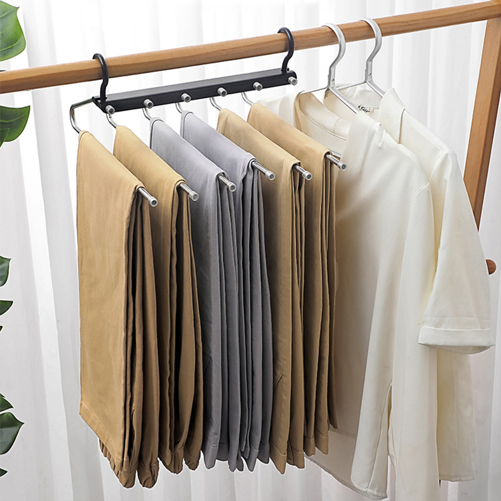 Stylish Multifunctional Pants Rack Hanger Adjustable Pants Rack Towel ...