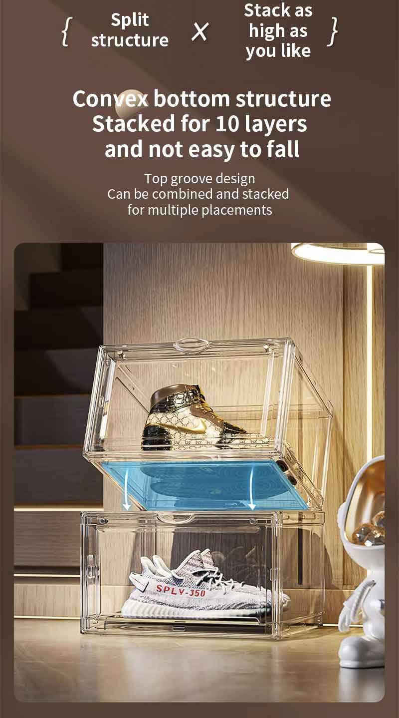 Acrylic Shoe Box Stackable TransparentShoe Rack organizer Magnetic ...