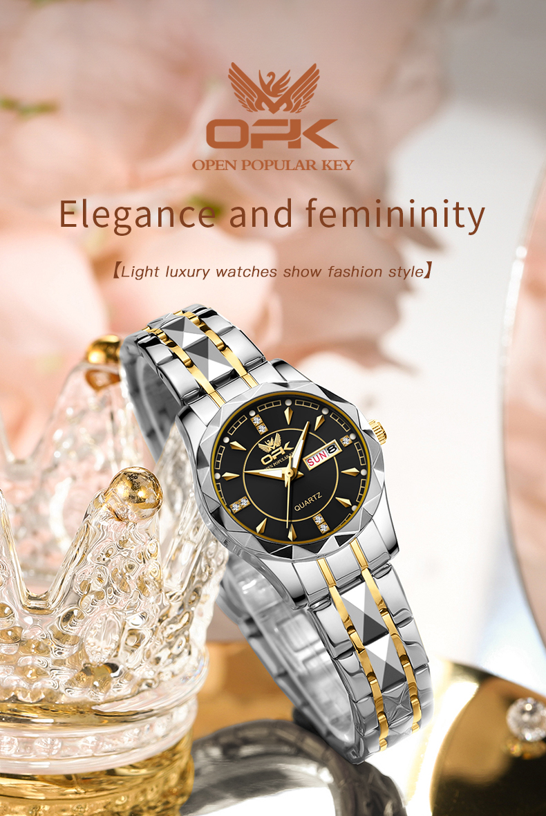 OPK Watch For Women Waterproof Original Quartz Stainless Steel Luminou ...