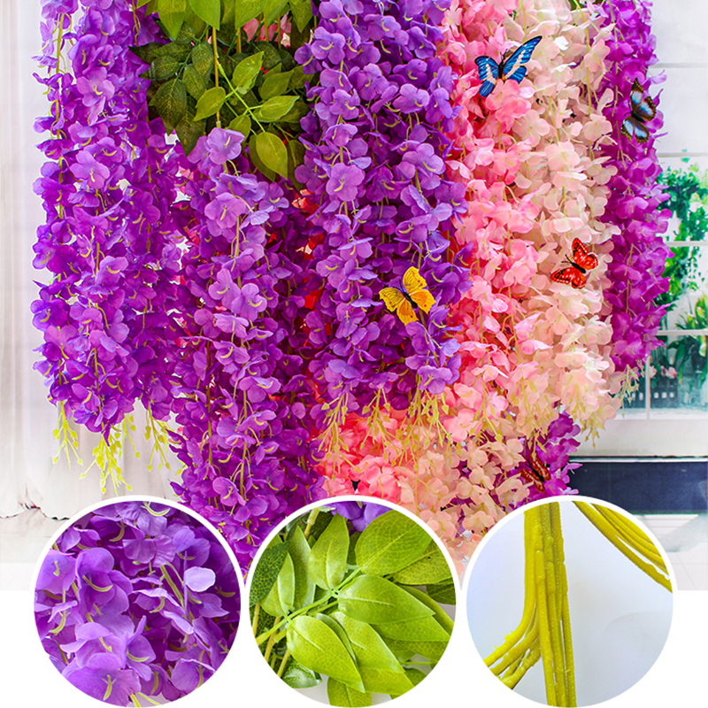 Artificial Wisteria Simulation Flowers Hanging Garland Wedding Home ...