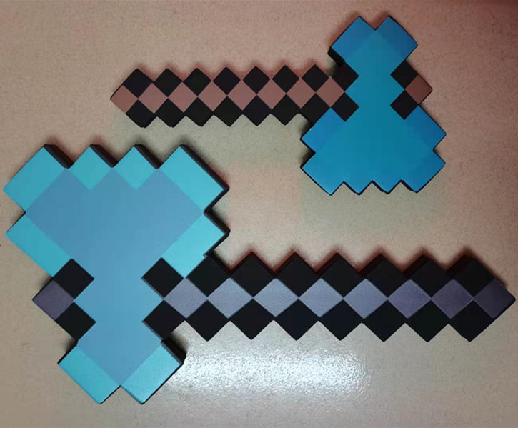 Minecraft Large Axe Mini Axe EVA Weapon Sword Toy Blue Diamond axe Kids ...