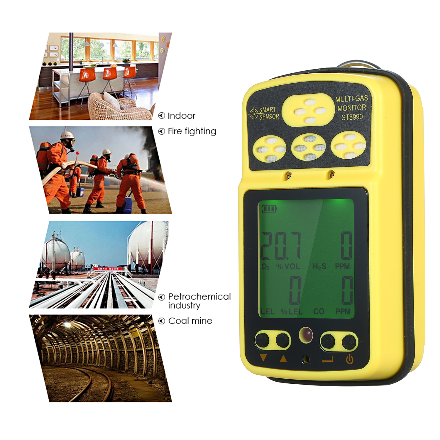 [NEW&COD] SMART SENSOR ST8990 Multi Gas Monitor Rechargeable 4 in 1 O₂ ...