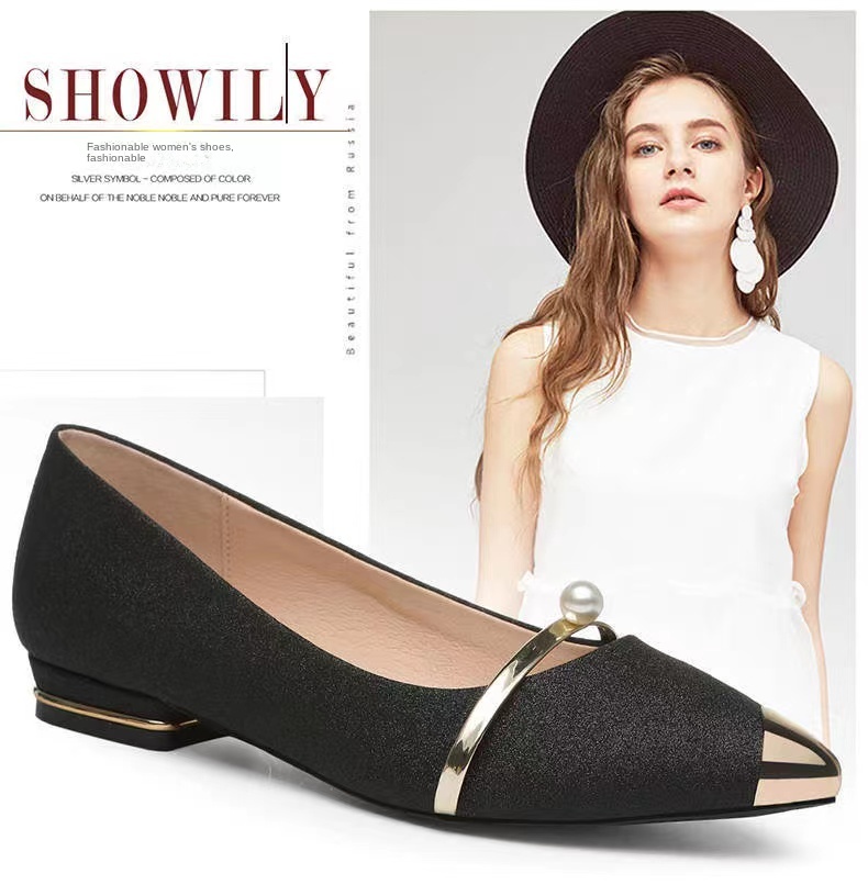 QS Women Low Heel Shallow Pointed Toe Low-bottom Comfort Office Shoes ...