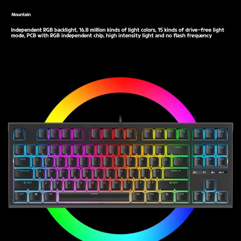 R87 Wired Mechanical Keyboard 87 Key RGB Backlit Hot-swappable Gamer ...