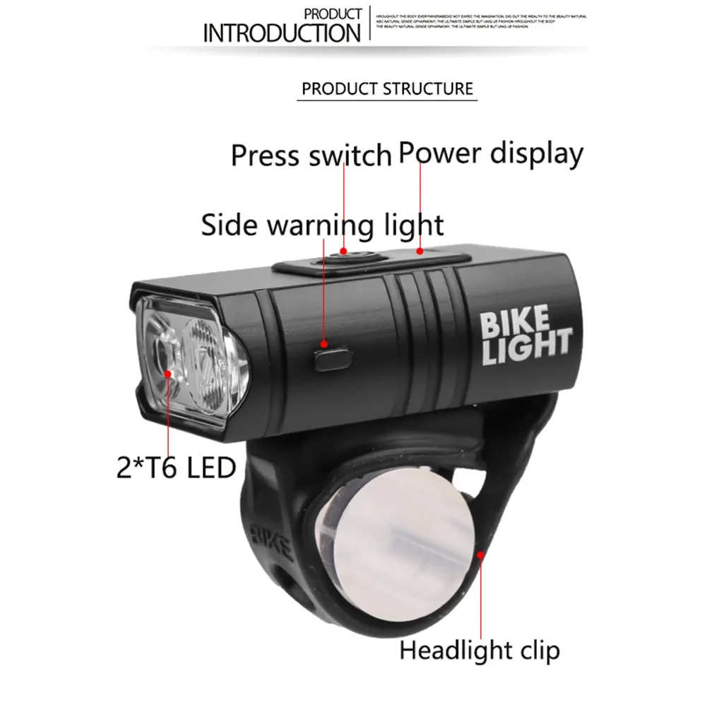 Bicycle Light 2T6 LED Front USB Rechargeable Mountain Bicycle Lamp ...
