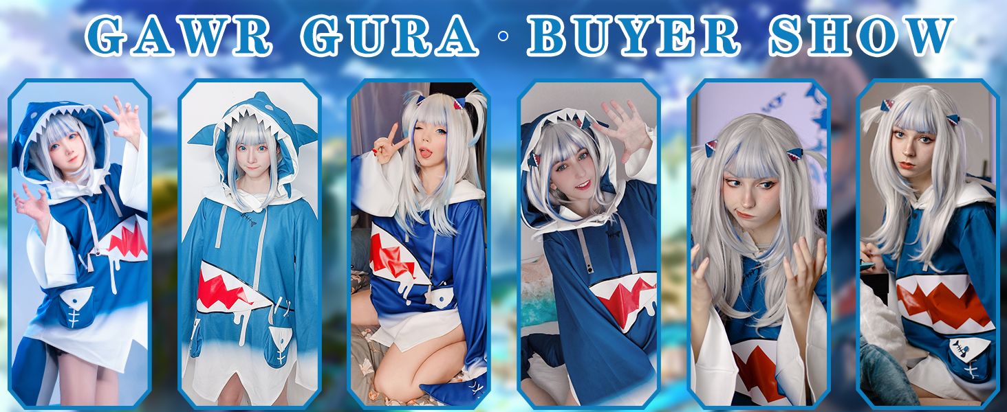 Gawr Gura Cosplay Costume Gawr Gura Shark Hoodie Jacket Outfit with ...