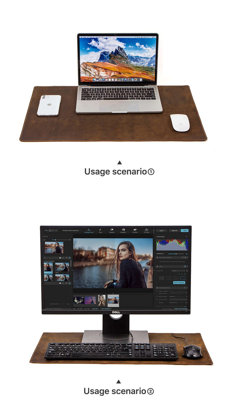 CONTACTS FAMILY Genuine Leather Mouse Pad Cowhide Large Desk Mat ...