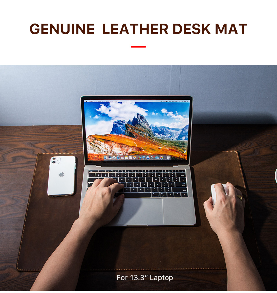 CONTACTS FAMILY Genuine Leather Mouse Pad Cowhide Large Desk Mat ...