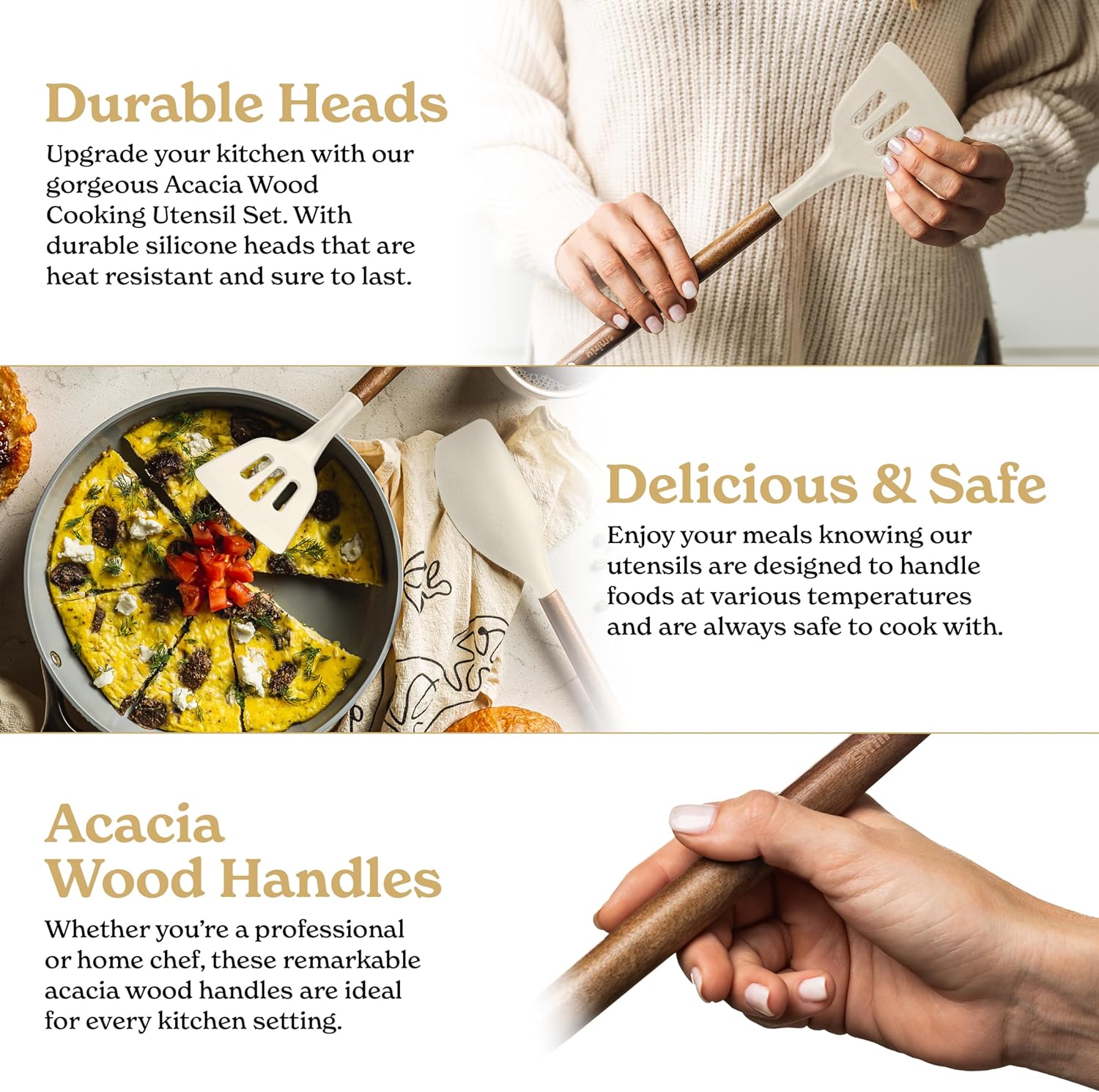 KIRA silicone kitchen utensils set 12 pcs Non-stick Silicone Cooking ...