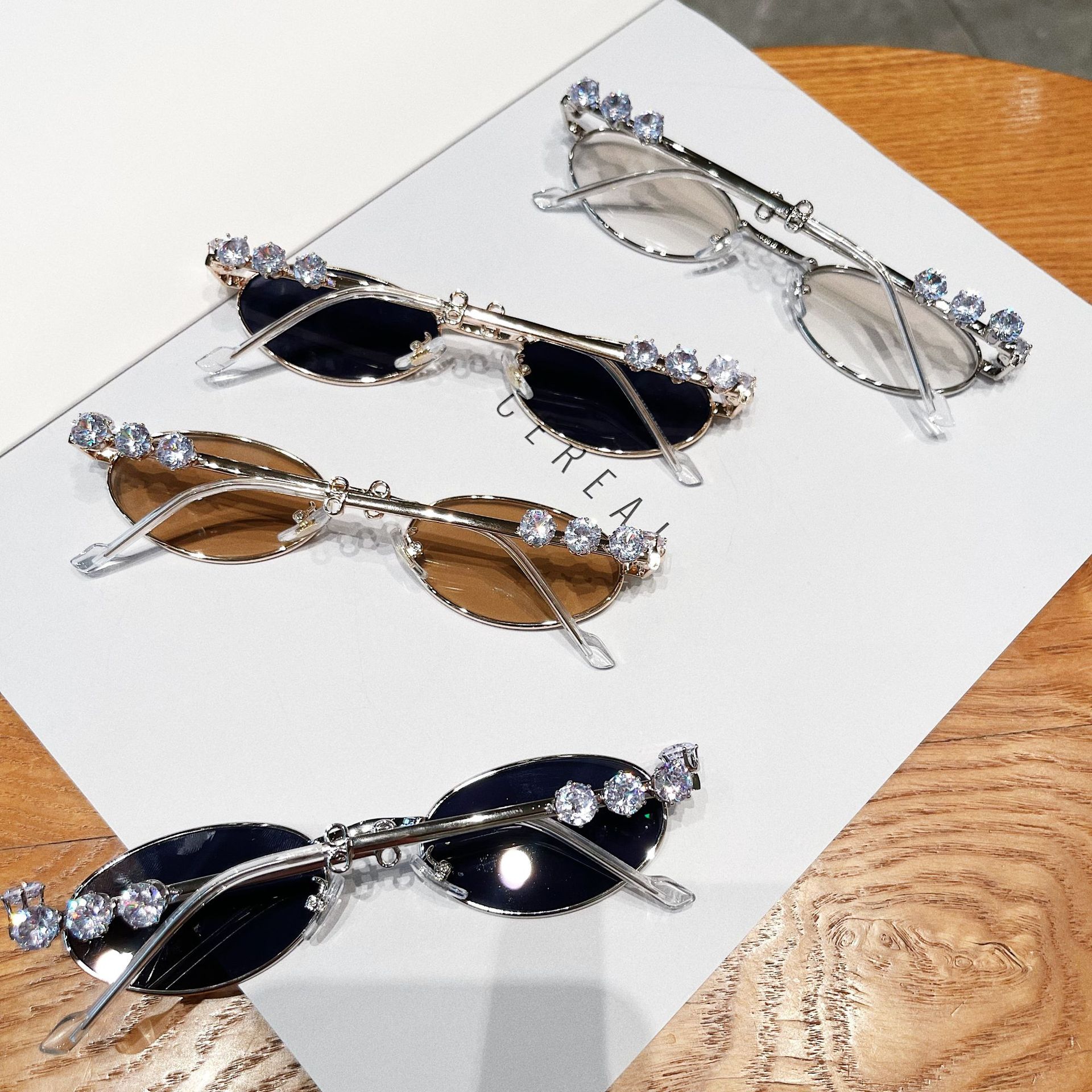 New Style Unique Diamond-studded Oval Glasses Frame Retro Ladies Men ...