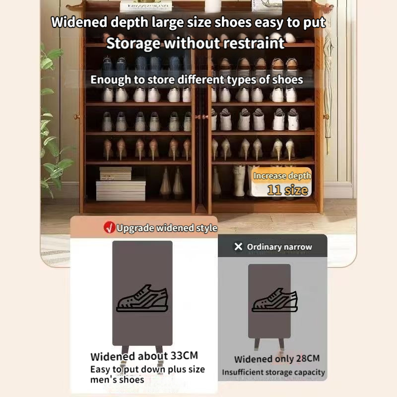Shoe Cabinet Bamboo 2/3/4 Doors Holds 30+ Pairs Shoes Storage Cabinet ...