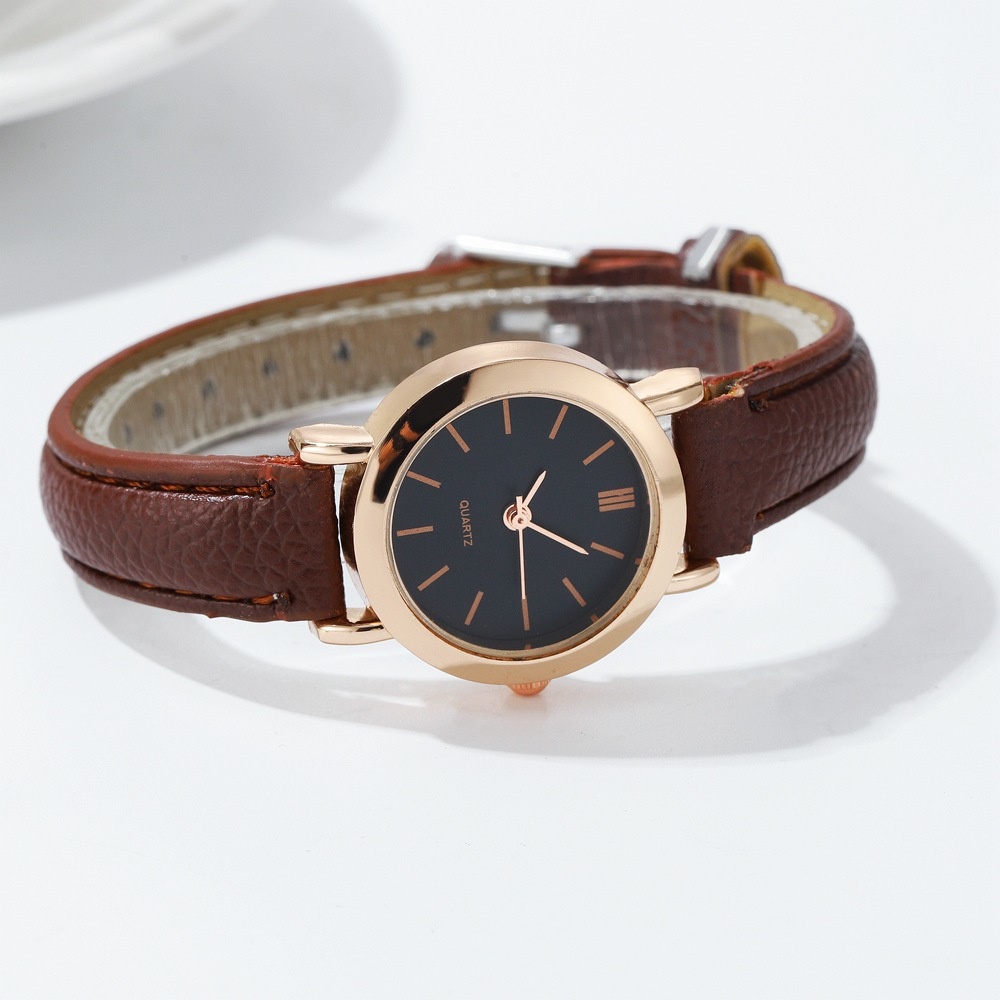 Womens Minimalist Style Mini Dial Quartz Watch Genuine Leather Strap ...