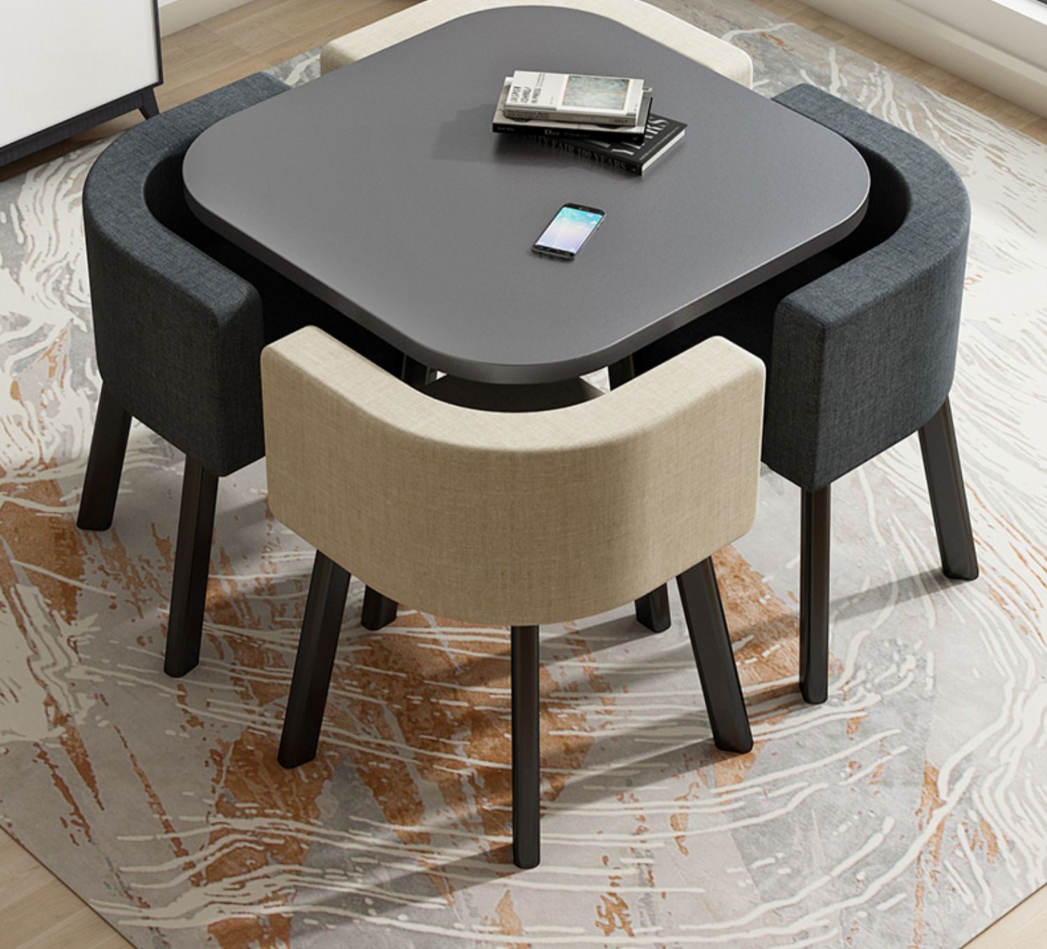 BAIERDI 80CM + four stools dining table set small round table reception ...