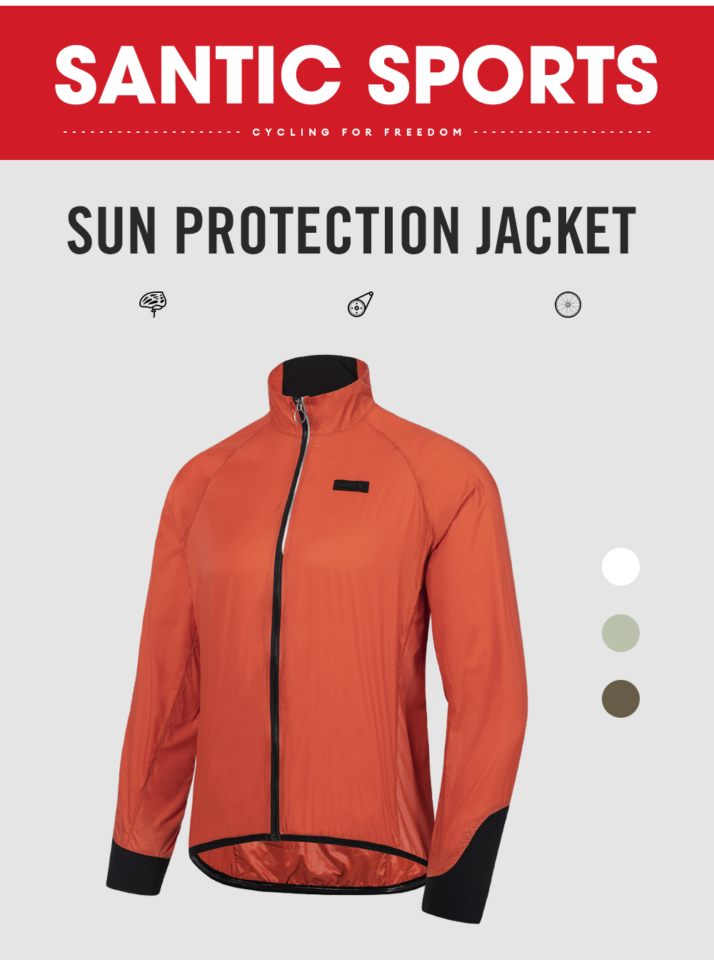 Santic Cycling Windbreaker Men Road Bike Sun Protection Clothing UPF40 ...