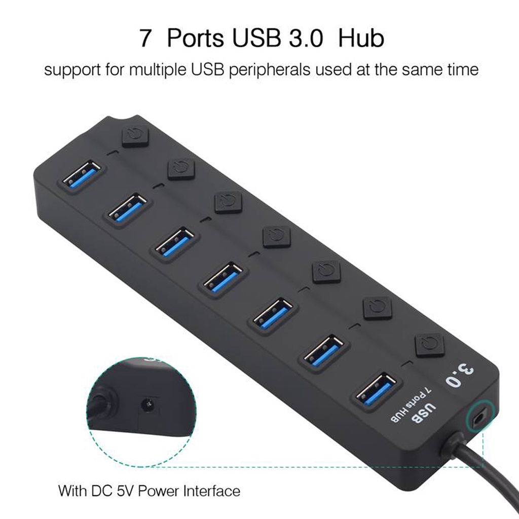 7 Port USB3.0 Adapter Portable USB Multiport Usb Hub USB 3.0 Ports Hub ...