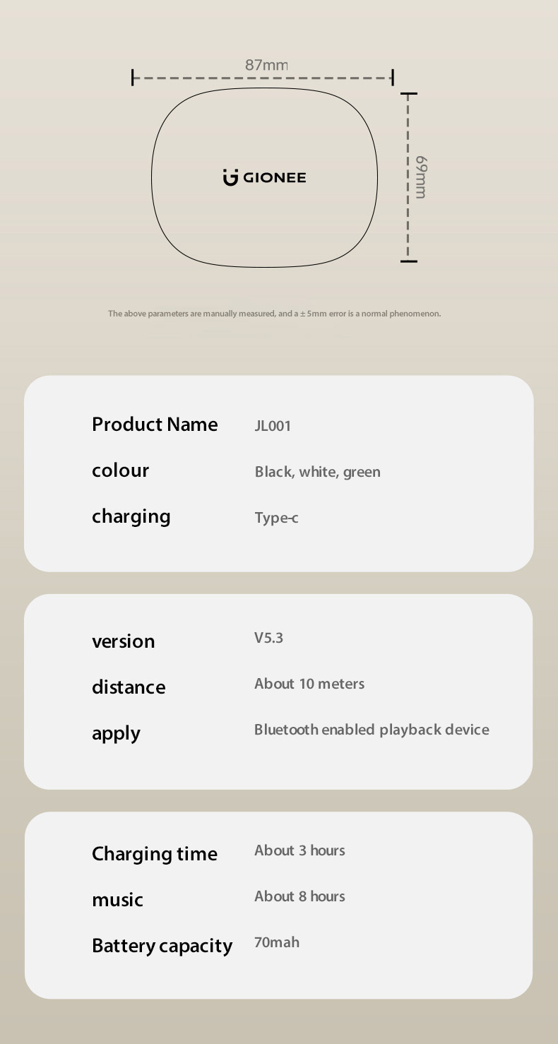 GIONEE JL001 Bluetooth Earphones Open Ear Wireless Sports Headphones Stereo Bone Conduction ...