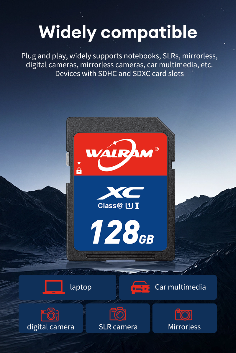 Walram 128GB 256GB SD Card 16GB 32GB 64GB SDHC/XC Normal Full Size ...
