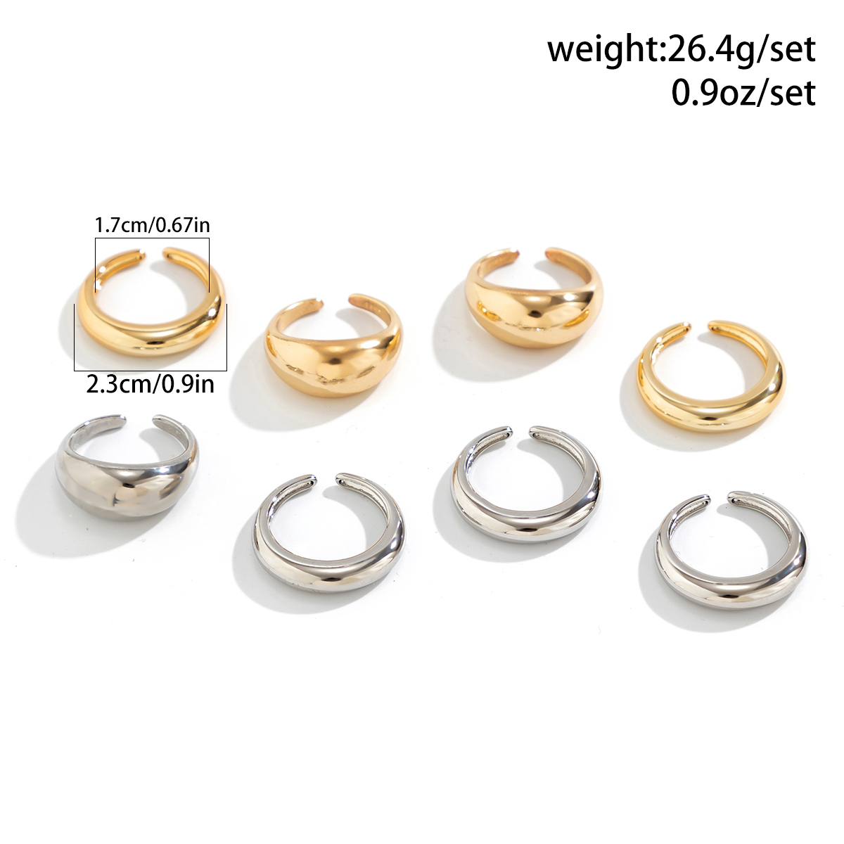 Chunky Open Round Ring Set in Gold and Silver for Women Stacking ...
